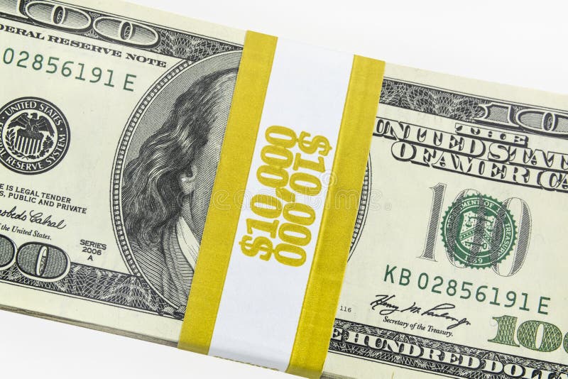 Ten Thousand Dollar Money Bundle Stock Image - Image of paper, closeup ...