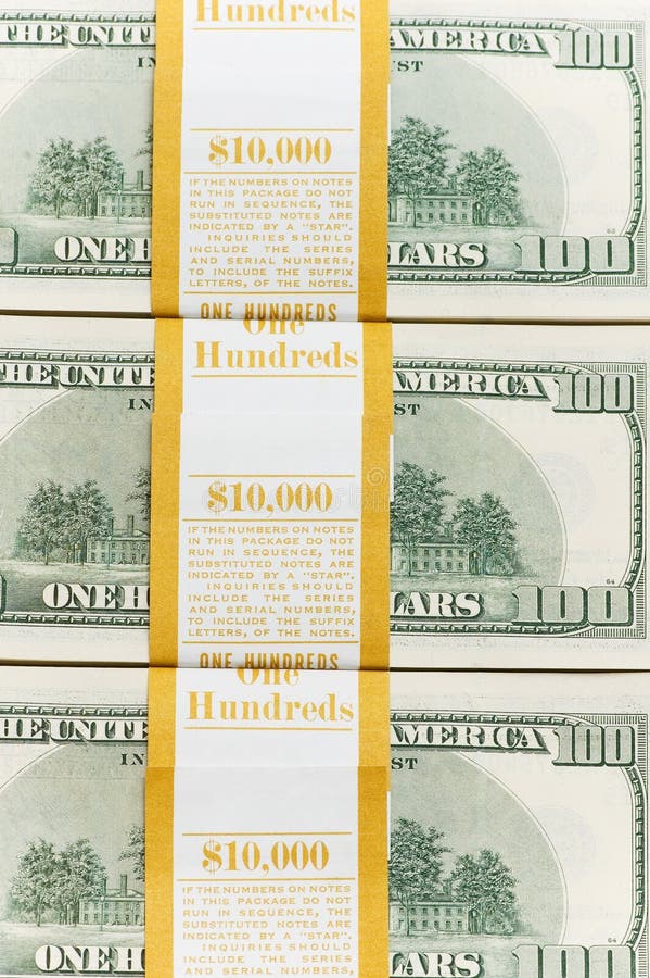 Ten Thousand Dollar Stacks on the White Stock Image - Image of currency ...