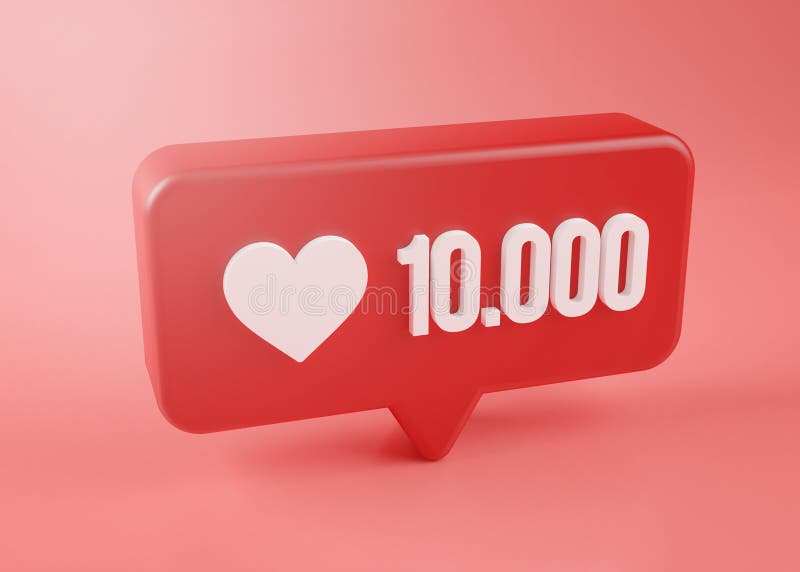 Ten Thousand Love Notification Icon 3D Rendering on Pink Background ...
