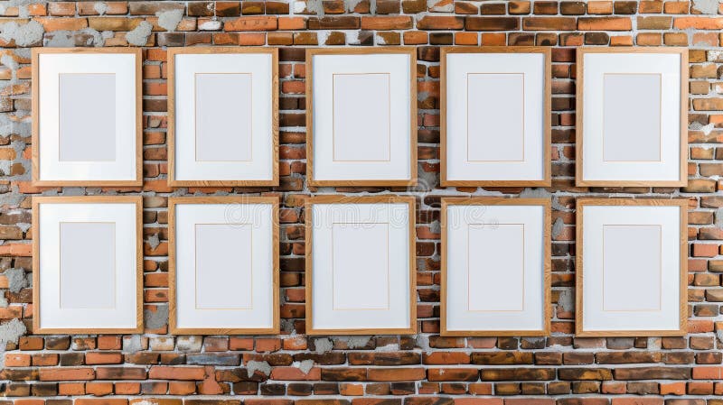 Ten White Frame Mockups on Textured Brick Wall for Versatile Design ...