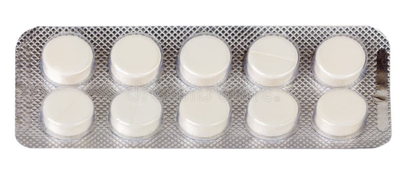 Ten White Pills Painkillers in Blister Package Stock Image - Image of ...