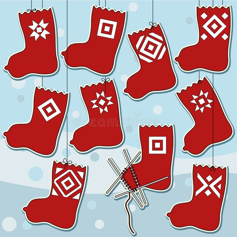 Ten Woolen Knitted Socks Set Stock Vector - Illustration of cartoon ...