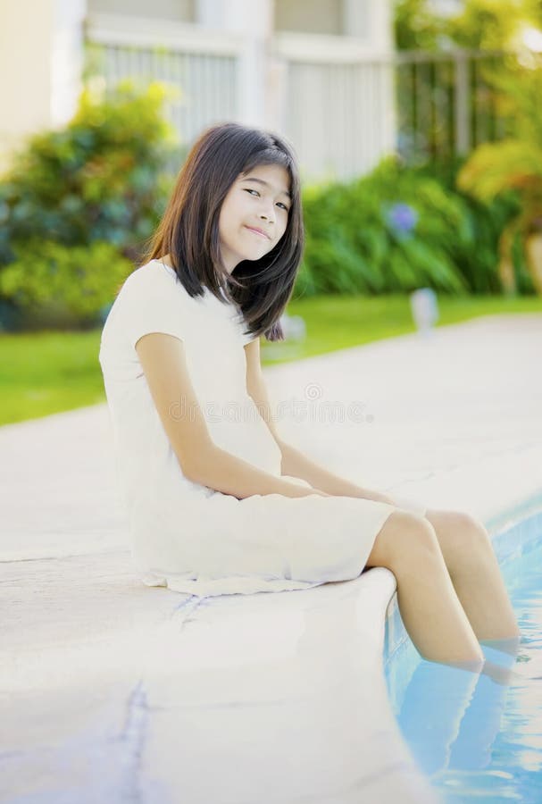 Ten Year Old Girl Sitting in Cherry Tree Stock Image - Image of tree ...