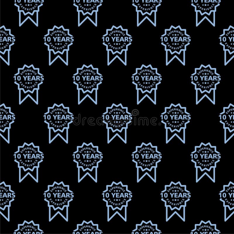 Ten Years Experience Vector Icon Seamless Pattern on Black Stock Vector ...