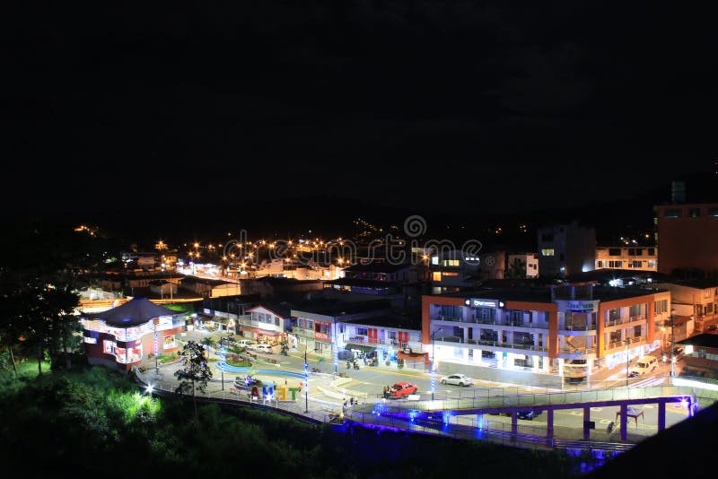 Tena, Ecuador the Main Plaza during the Night Brightly Lit Editorial ...