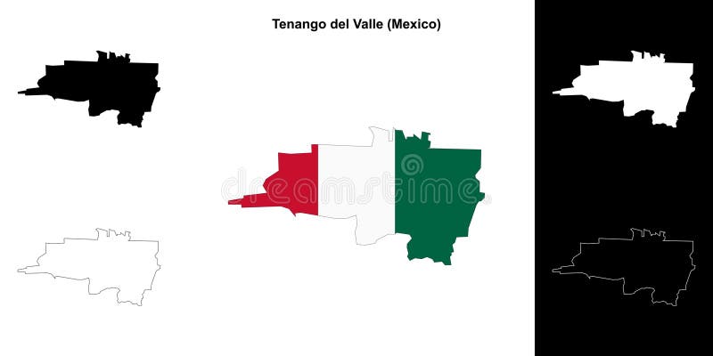 Tenango Del Valle Outline Map Stock Vector - Illustration of isolated ...