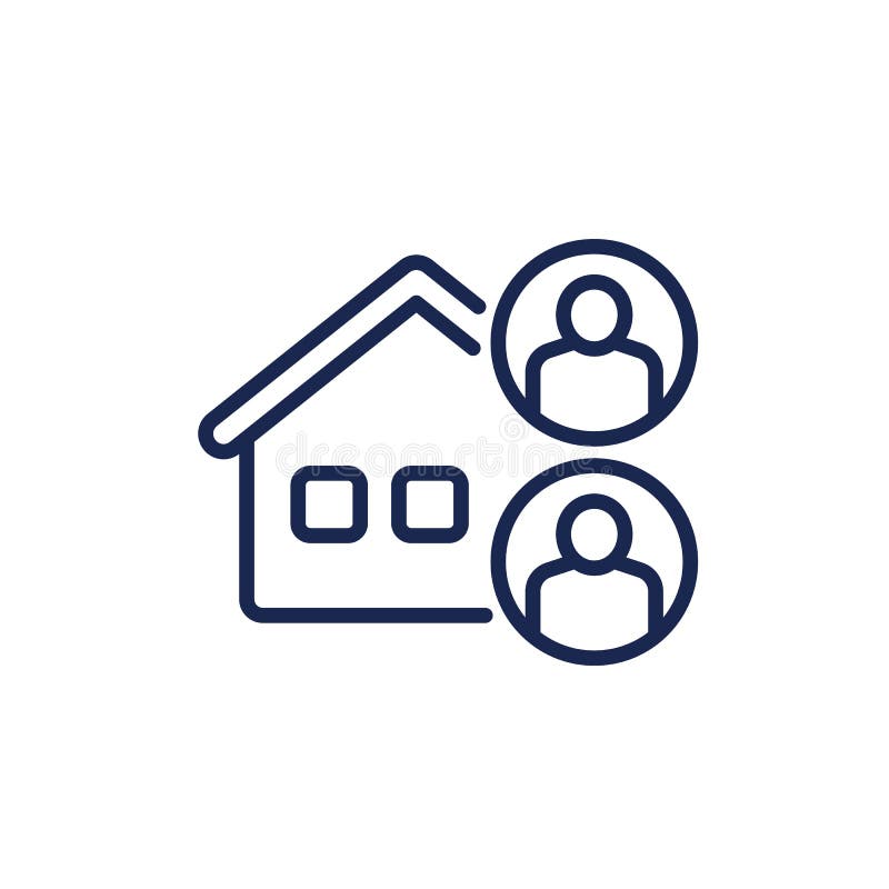 Tenants, House Residents Line Icon on White Stock Vector - Illustration ...