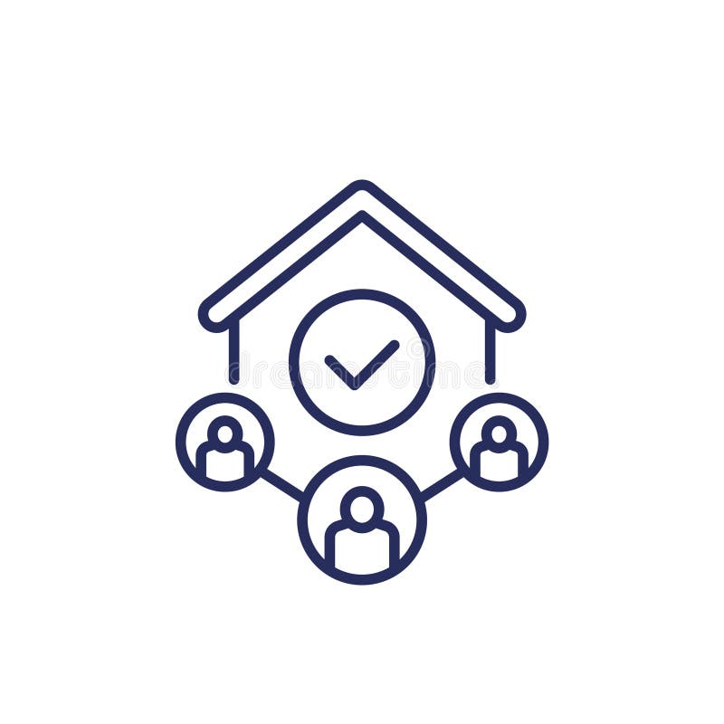 Tenants Line Icon With A House Vector Stock Vector Illustration Of Building Cohabitation