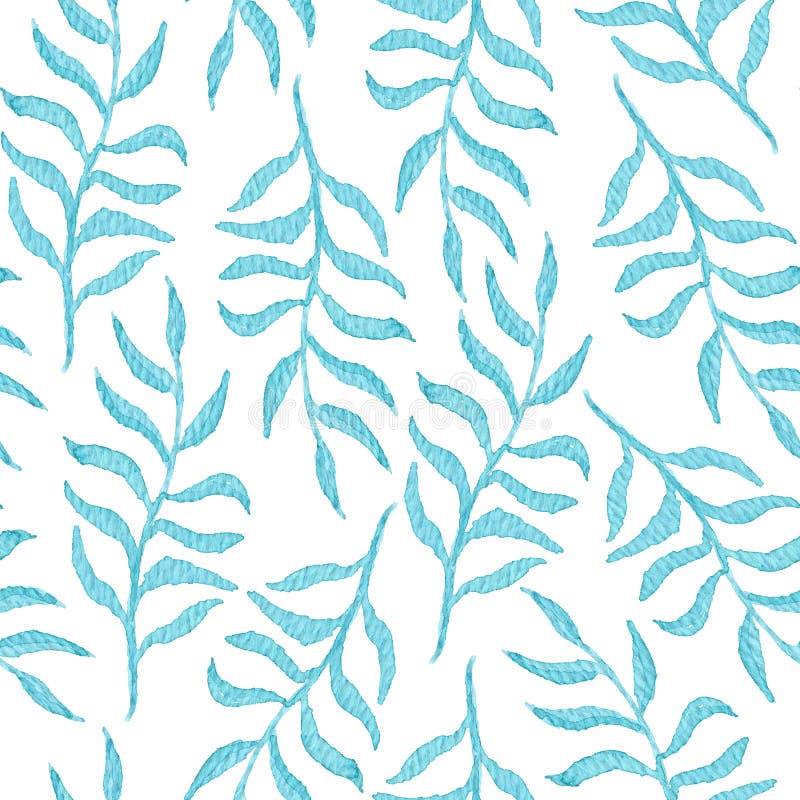 Tender Blue Branches with Leaves Pattern Stock Illustration ...