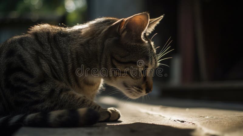 Tender Cat Cuddling. Cute Delicate Kitten. Generated AI. Stock ...
