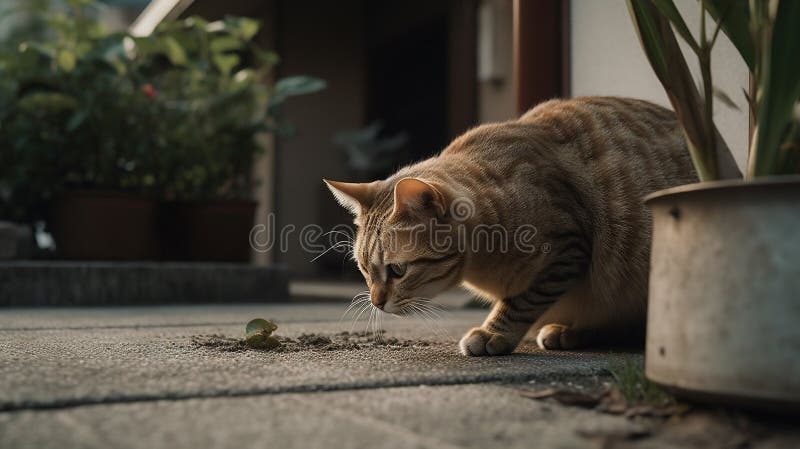 Tender Cat Cuddling. Cute Delicate Kitten. Generated AI. Stock ...