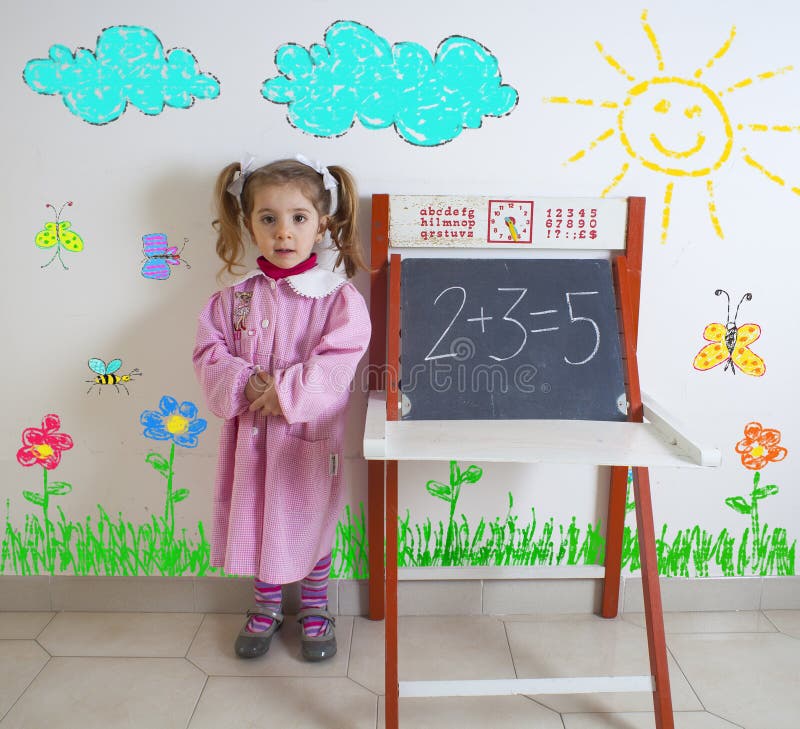 Tender Child Next To the Chalkboard Stock Image - Image of caucasian ...