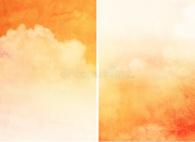 Tender Color Sky with Clouds in Two Backgrounds Stock Illustration ...