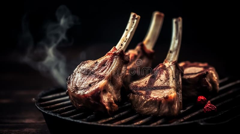 Tender and Delicious Grilled Rack of Lamb Chops Cooked in Middle ...