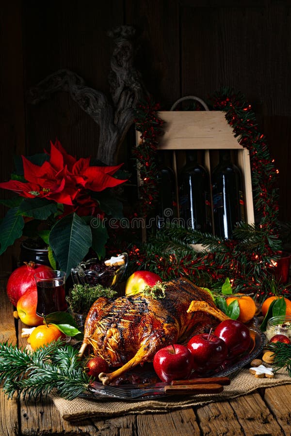 Tender & Juicy Christmas Goose with Crispy Skin Stock Photo - Image of ...