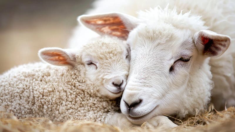 Tender Lamb Sheep Together Perfect Easter Themes Stock Photos - Free ...