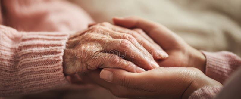 The Tender Moment of Hands Connecting Across Generations in Warm ...