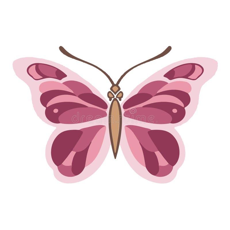 Tender Pink Spring Butterfly Moth Symbol, Illustration Stock Vector ...