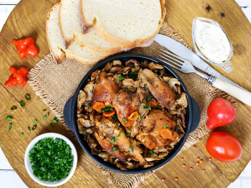 Tender Rabbit Meat with Forest Mushrooms. a Dietary Dish Stock Image ...