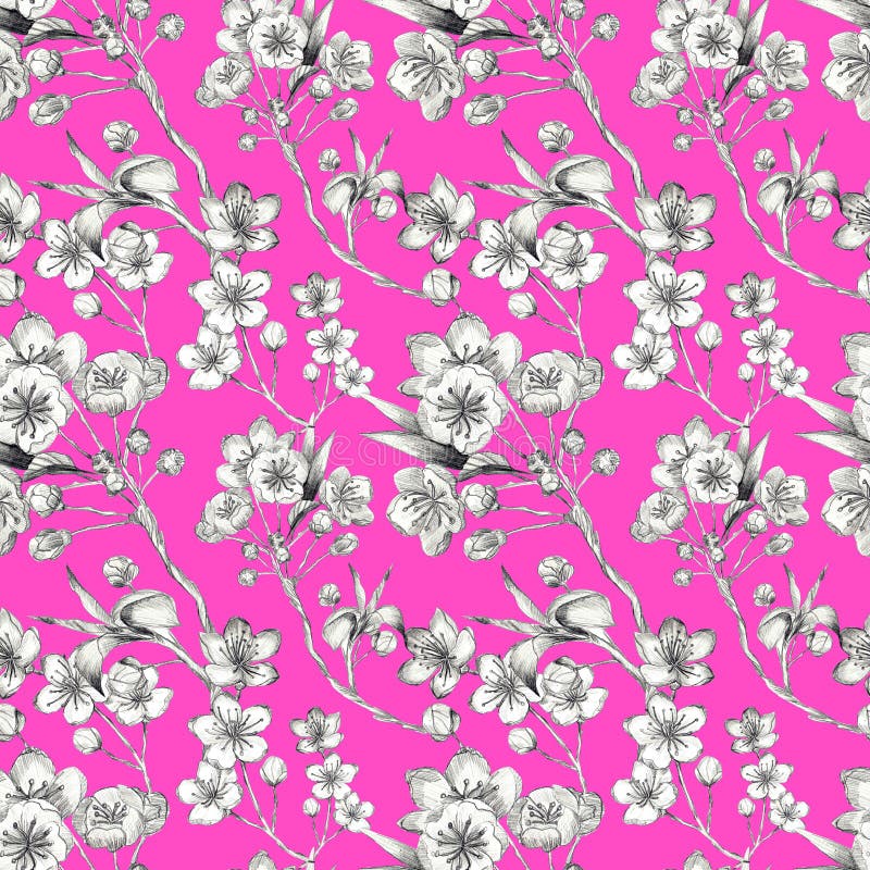 Tender Sakura Seamless Pattern Stock Illustration - Illustration of ...