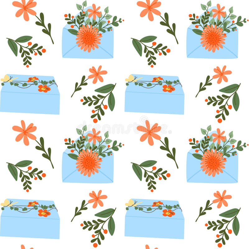 Tender Seamless Pattern with Gift Box and Envelop Stock Illustration ...