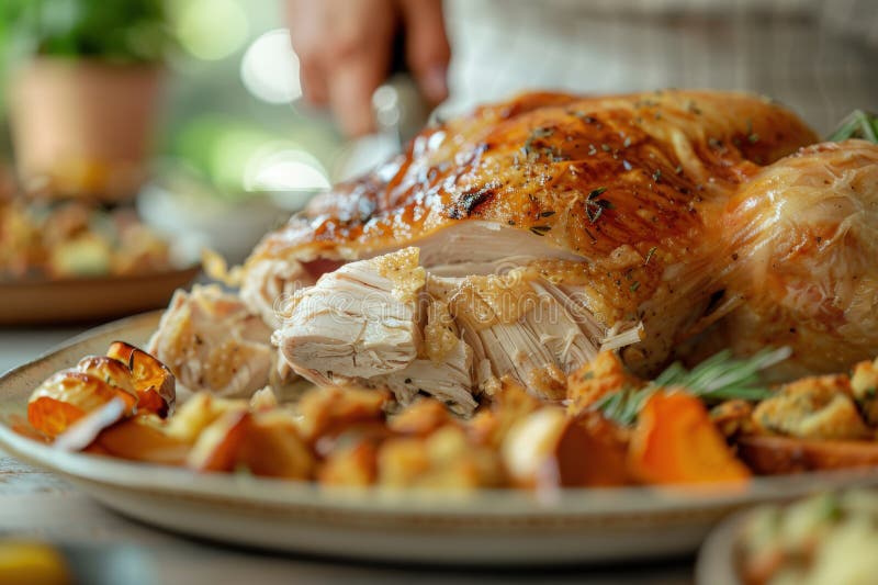 Tender Thanksgiving Turkey Leg in Rustic Kitchen Setting with Side ...