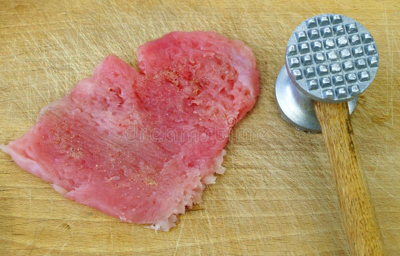 Tenderize slabs of meat stock image. Image of meat, cooking - 30076715