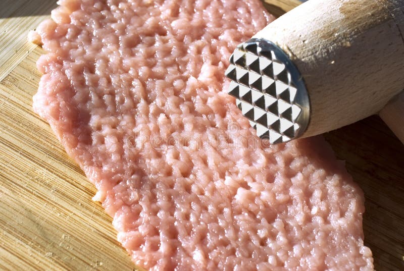 Tenderizing meat stock image. Image of steak, board, wooden - 13148453