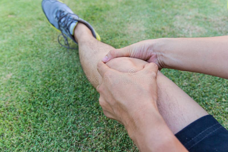 Tendon Knee Joint Problems on Man Leg Stock Photo - Image of running ...