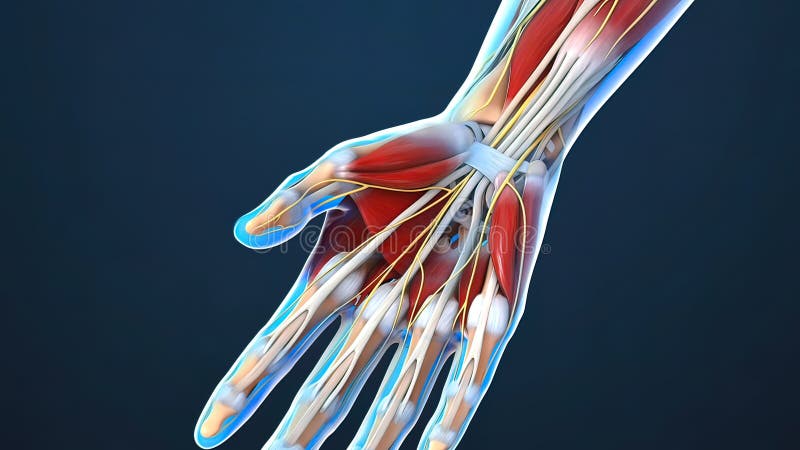 Tendon and Nerve in the Hand Stock Illustration - Illustration of ...