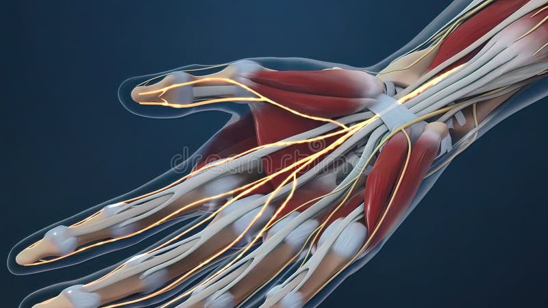 Tendon and Nerve in the Hand Stock Illustration - Illustration of cramp ...