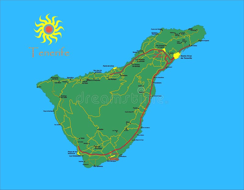 Tenerife map stock vector. Illustration of plane, holiday - 17583140