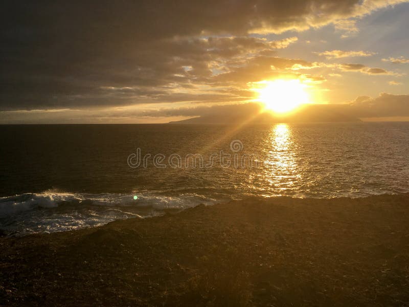 Tenerife, Sunset from the Beautiful Canary Island Stock Photo - Image ...