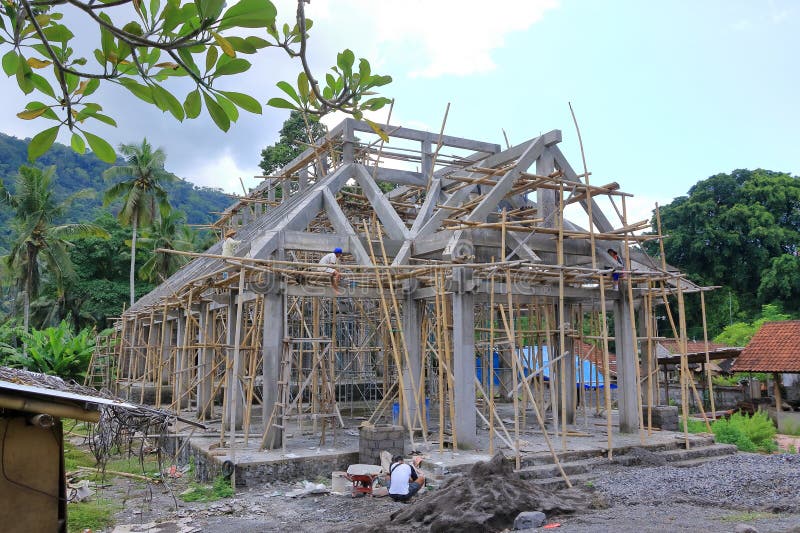 Tenganan, Bali, Indonesia - February 08 2024: Construction Workers in ...