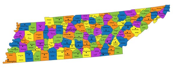 Colorful Tennessee Political Map with Clearly Labeled, Separated Layers ...