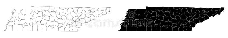 Tennessee Administrative Map, Tennessee Outline and Counties State Map ...