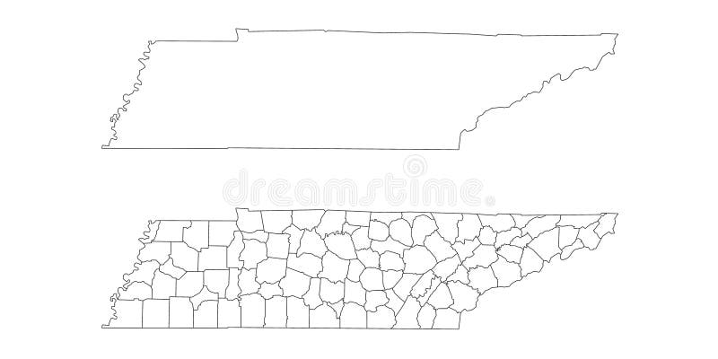 Tennessee Administrative Map, Tennessee Outline and Counties State Map ...
