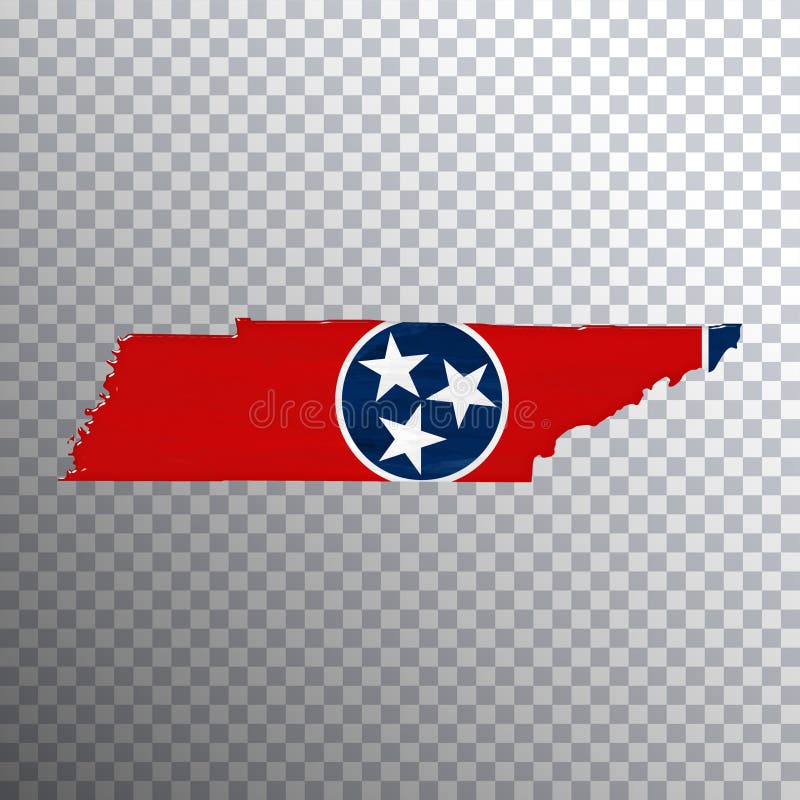 Tennessee Flag and Map, Transparent Background Stock Illustration ...