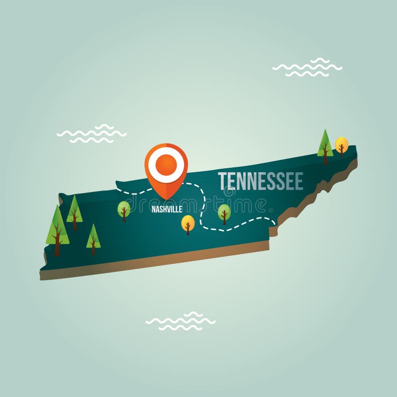 Tennessee Map with Capital City. Vector Illustration Decorative Design ...
