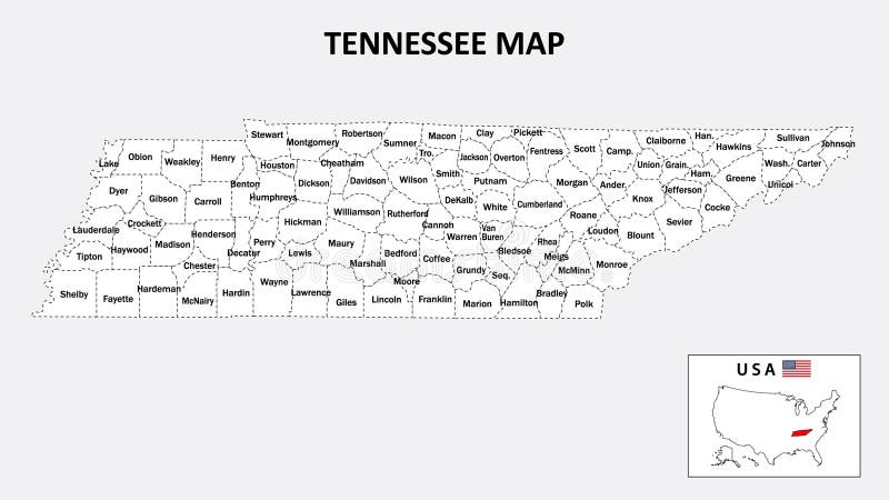 Tennessee Map. State and District Map of Tennessee Stock Vector ...