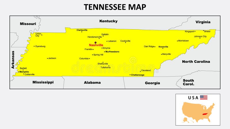 Tennessee Map. State and District Map of Tennessee Stock Vector ...