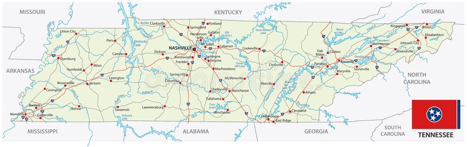 Administrative and Political Map of the US State of Washington with ...
