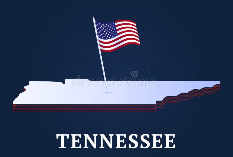 Tennessee State Isometric Map and USA National Flag 3D Isometric Shape ...
