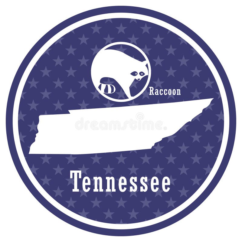 Tennessee State Map with Raccoon. Vector Illustration Decorative Design ...