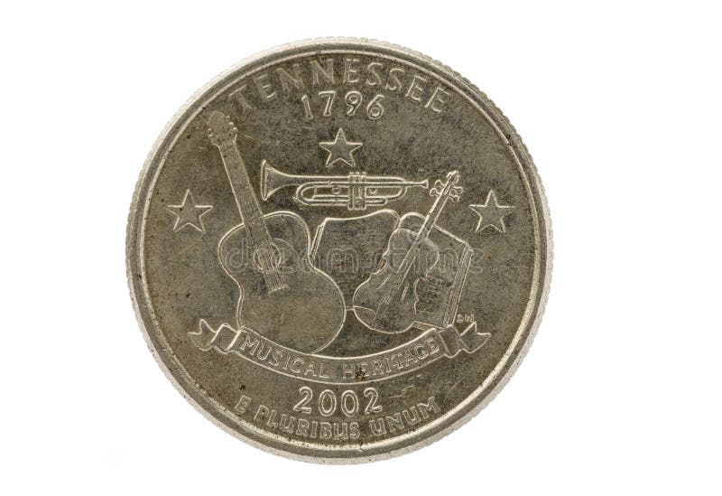 Tennessee State Quarter Coin Stock Photo - Image of isolated, worn ...