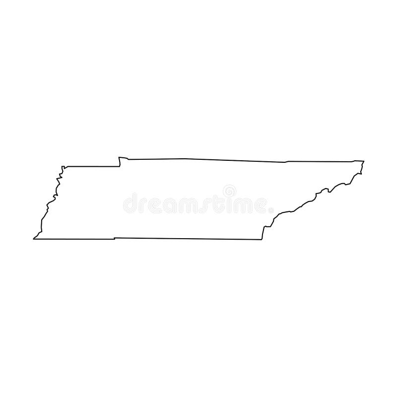 Tennessee TN State Map USA with Capital City Star at Nashville. Black ...