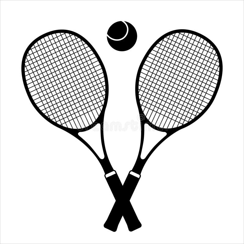 Crossed Racket Tennis Ball Black Silhouette Stock Illustrations – 43 ...