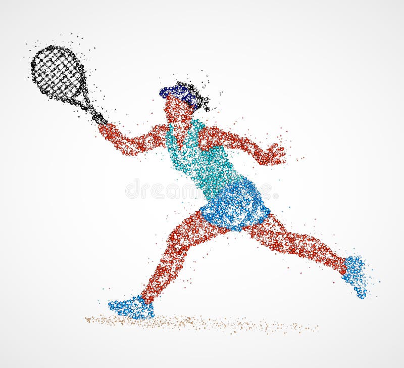 Abstract Tennis Player with a Racket from Splash of Watercolors Stock ...