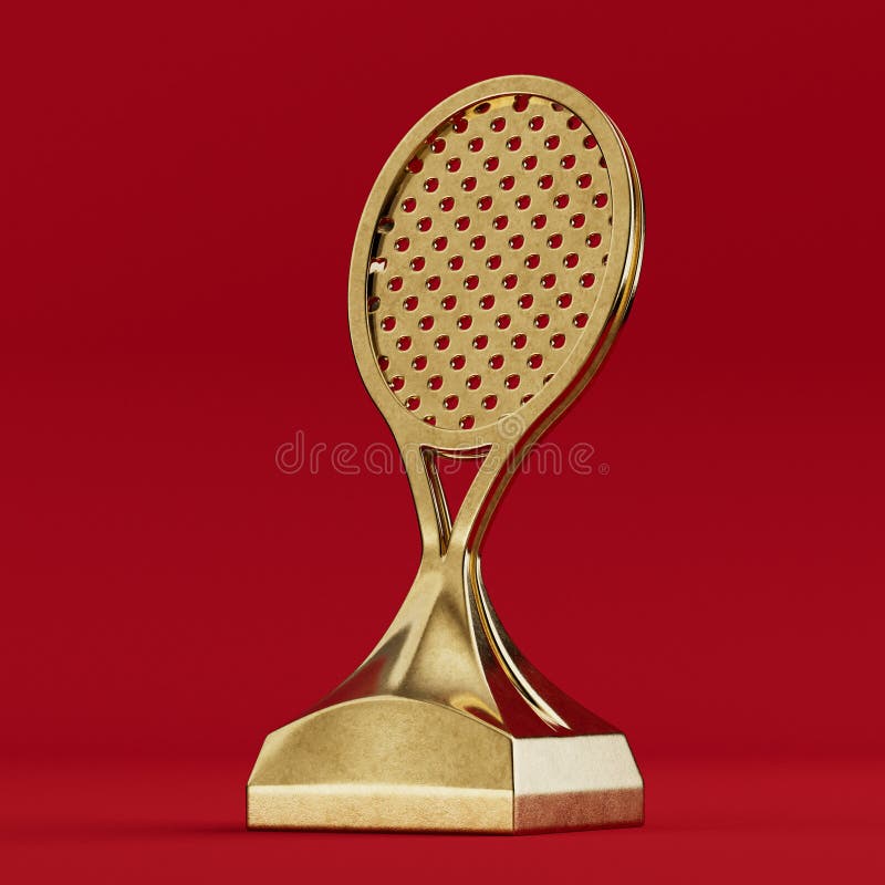 Tennis Award Trophy in the Shape of a Gold Tennis Racket. 3d Rendering ...