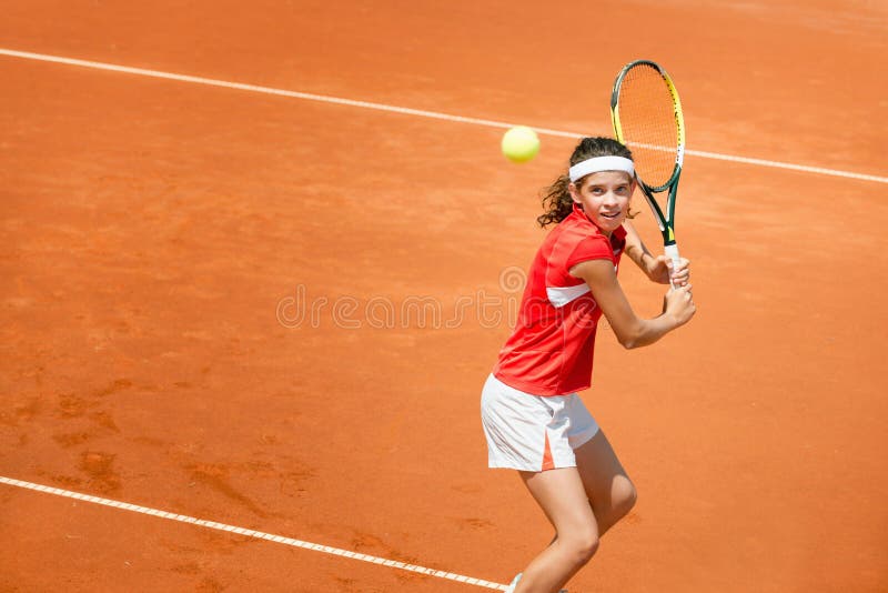 Tennis backhand stroke stock image. Image of ball, athlete - 221376515